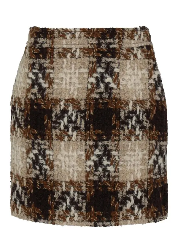 Saint Laurent Wool Tweed Check Mini Skirt - Grey