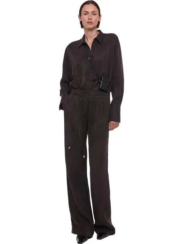 Helmut Lang Fluid Drape Microsueded Tencel Shirt - Truffle