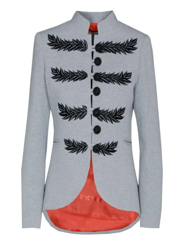 THE EXTREME COLLECTION Embroidered Tailored Blazer - Grey