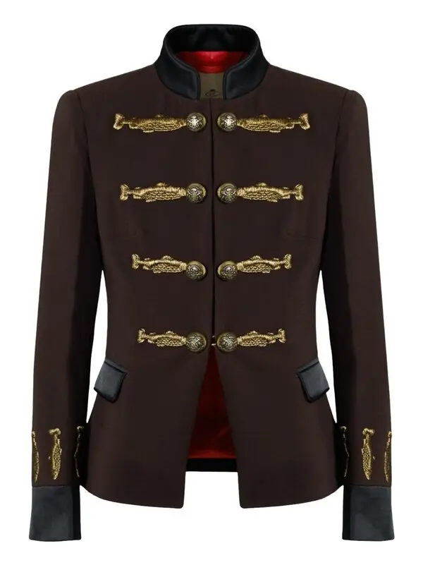 THE EXTREME COLLECTION Military Blazer With Gold Embroidery - Brown