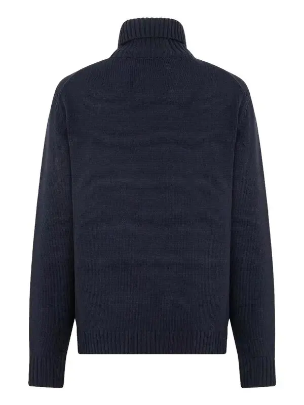 SLOWEAR Ribbed-knit Roll-neck Sweater - Blue