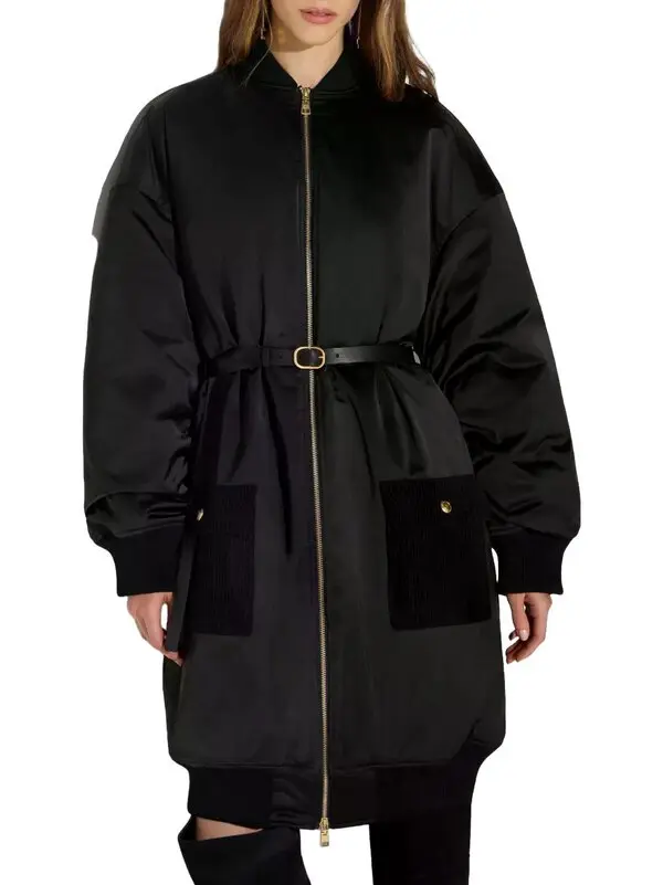 Elisabetta Franchi Voile Fabric Bomber Jacket - Black