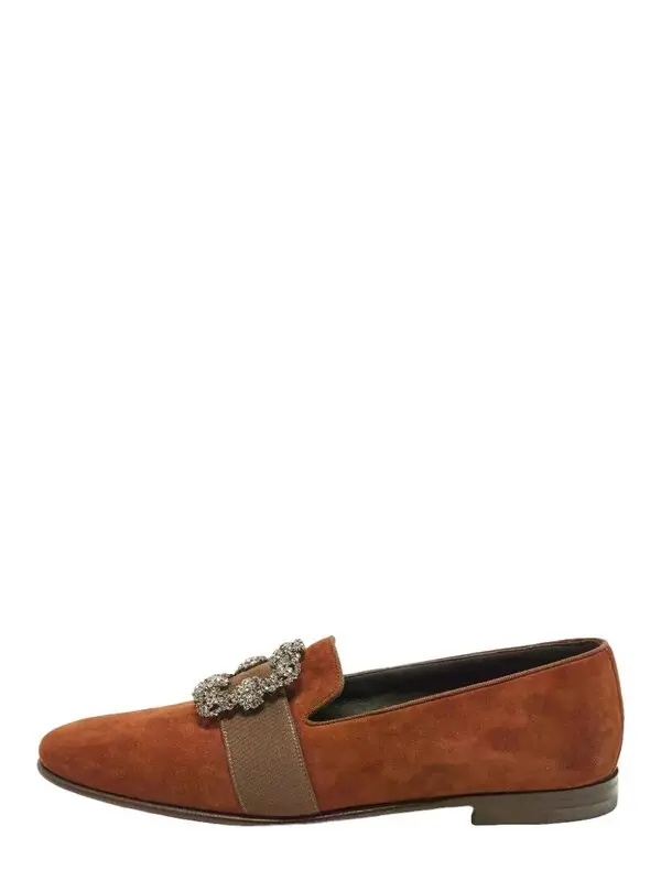 Manolo Blahnik Carlton Buckle Detail Loafers - Brown