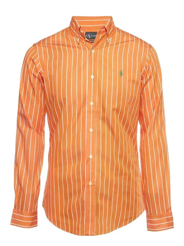 Ralph Lauren Custom-fit Striped Long-sleeved Shirt - Orange