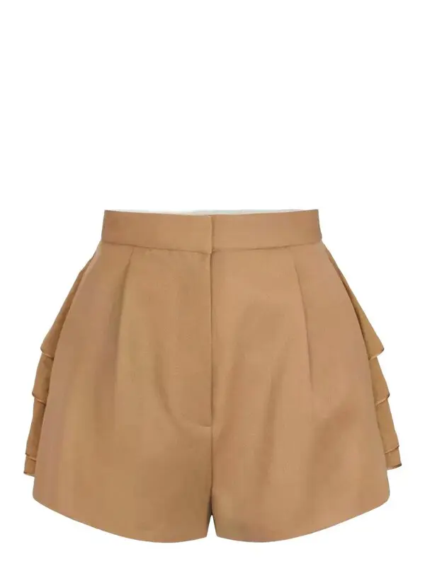 Elisabetta Franchi Gabardine Shorts With Flounces - Brown