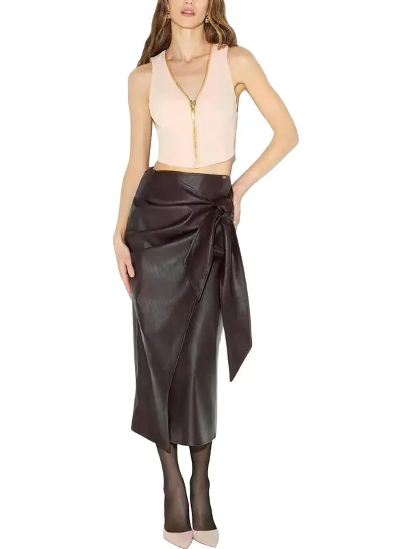 Elisabetta Franchi Sleeveless Technical Fabric Top With Zip Closure - Pink