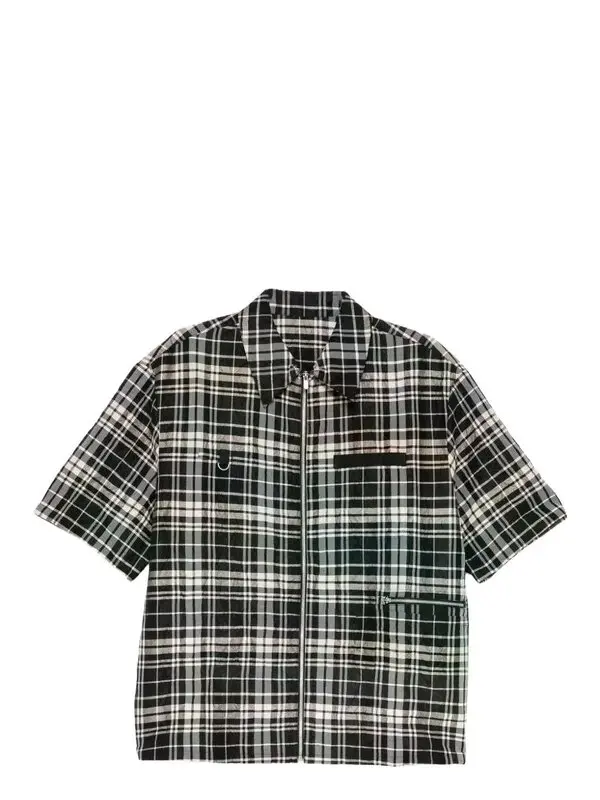 CROQUIS Crease-effect Plaided Polo - Black
