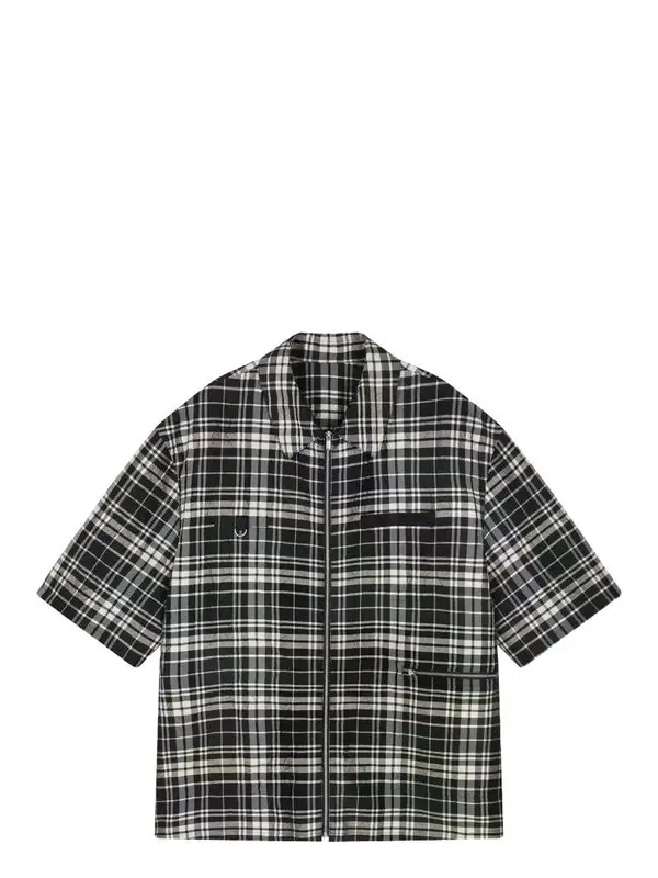 CROQUIS Crinkled-finish Plaided Shirt - Black