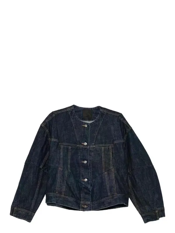 JNBY Oversized Collarless Denim Jacket - Blue