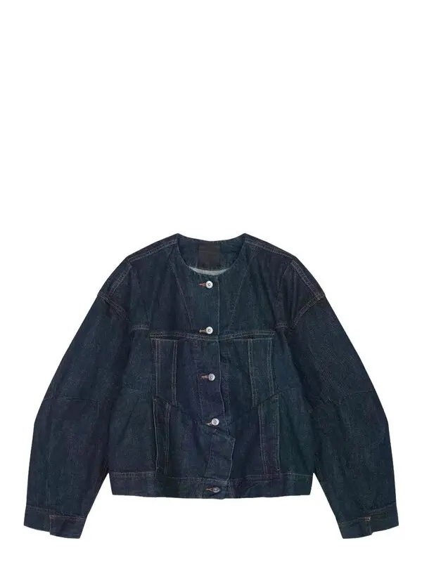 JNBY Oversized Collarless Denim Jacket - Blue