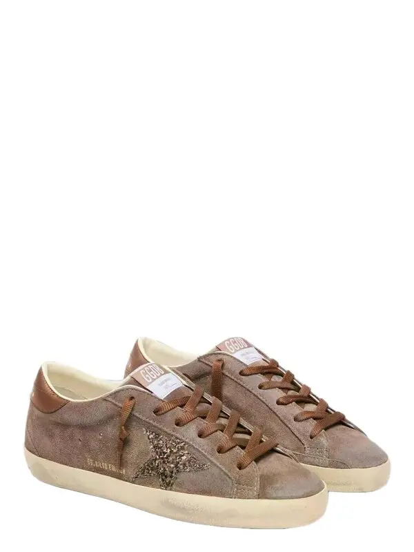 GOLDEN GOOSE Super Star Suede Glitter Star Sneakers - Brown