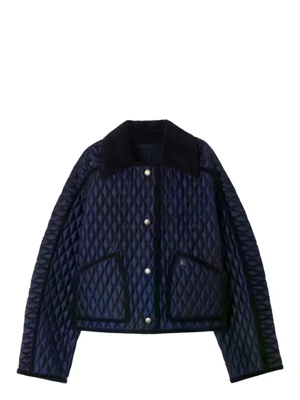 Burberry Quilted Cropped Jacket - Blue