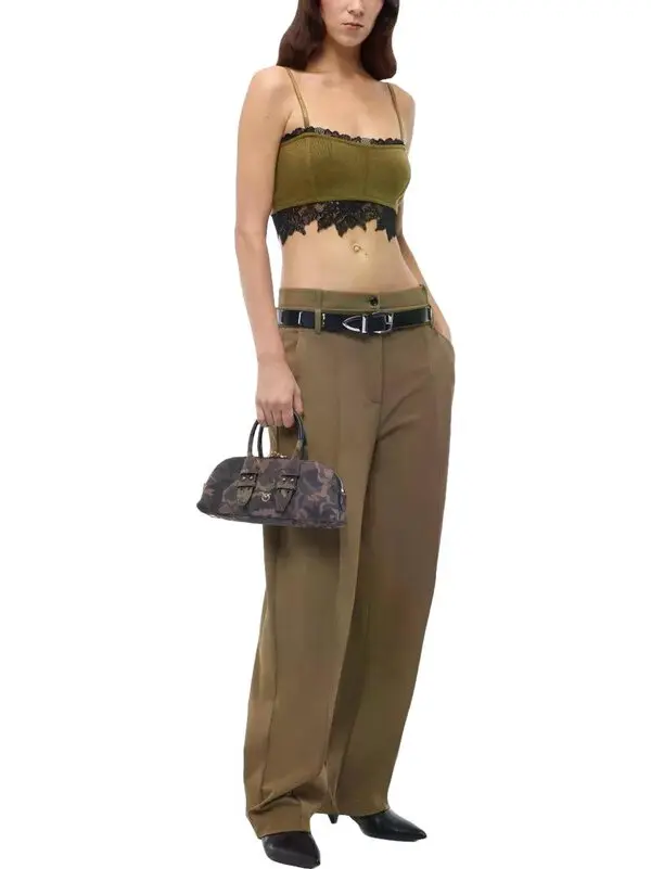 Pinko Belted Pintuck Tailored Trousers - Green