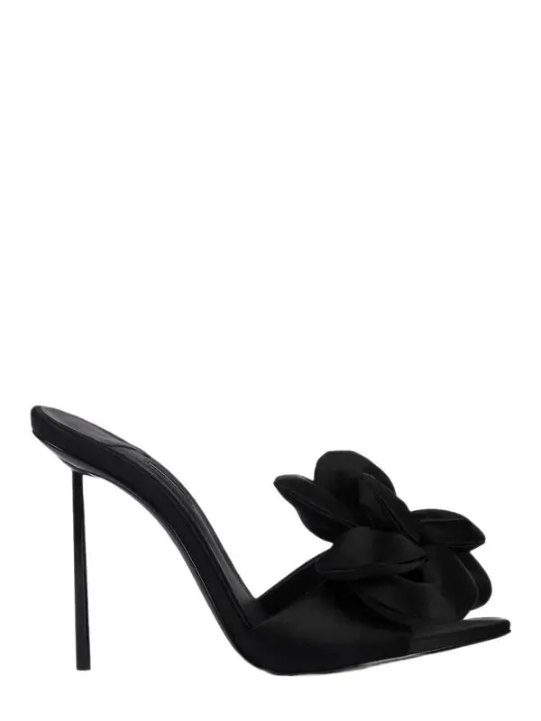 LE SILLA Rose Floral-appliqué Stiletto Sandals - Black