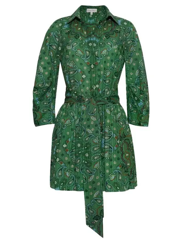 Cara Cara Raya Paisley-print Mini Shirt Dress - Green