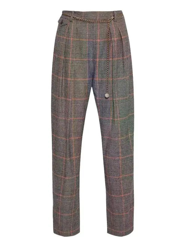 Cara Cara Emerson Plaid Chain-link Trousers - Brown