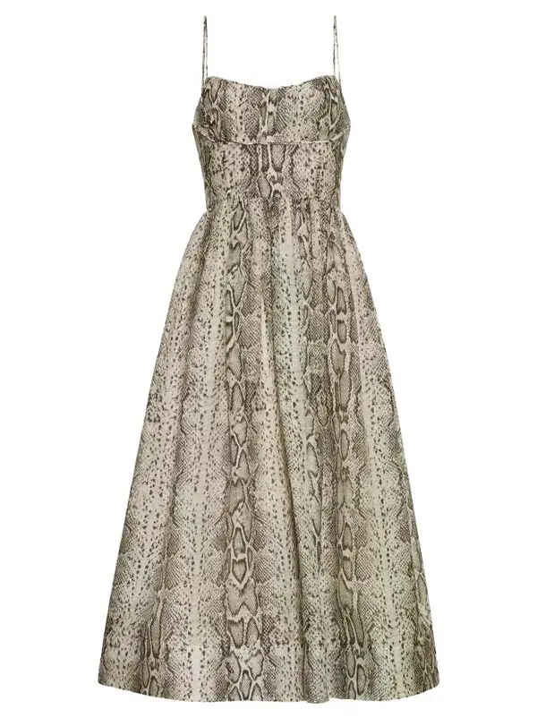 Cara Cara Alba Snake-print Midi Dress - Neutrals