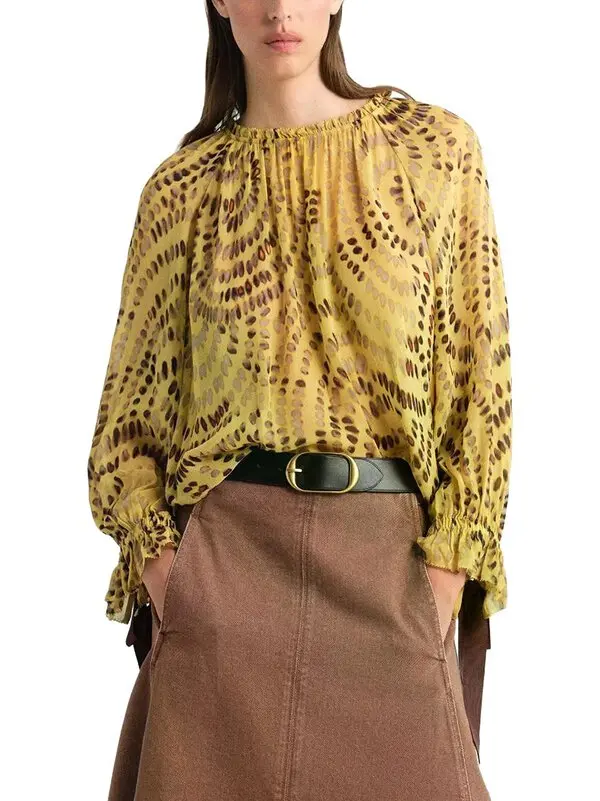 Cara Cara Cecile Abstract Print Long Sleeve Top - Yellow