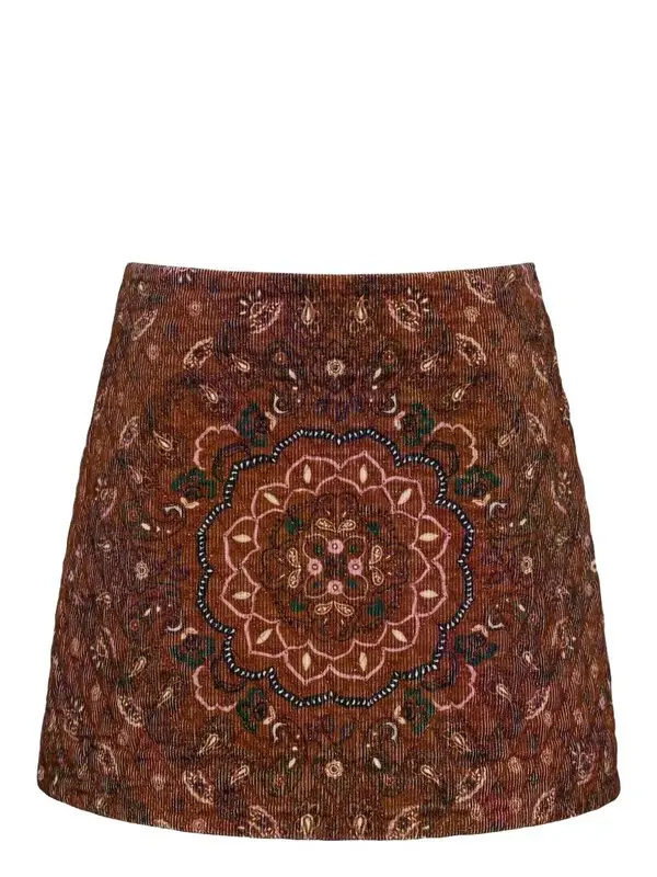 Cara Cara Bandana Print Mini Skirt - Brown