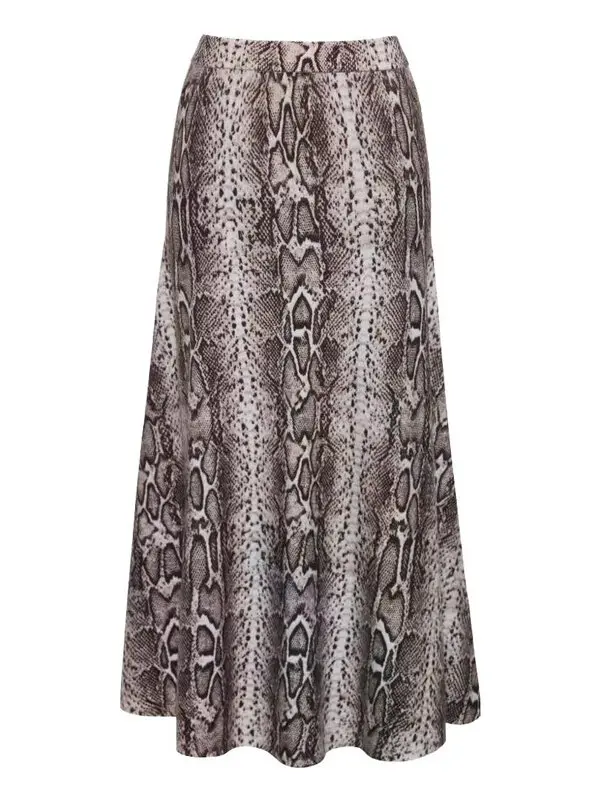 Cara Cara Sandra Snake-print Wool Midi Skirt - Neutrals