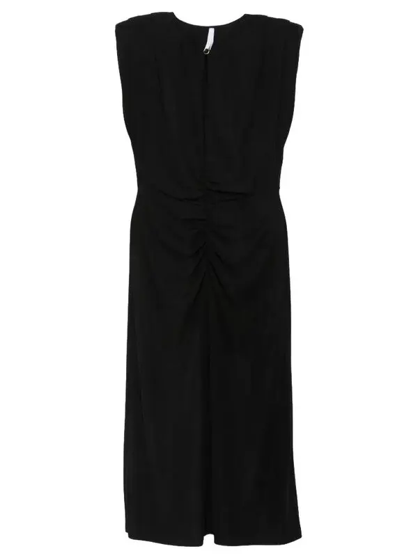 Imperial Ruched Sleeveless Midi Dress - Black