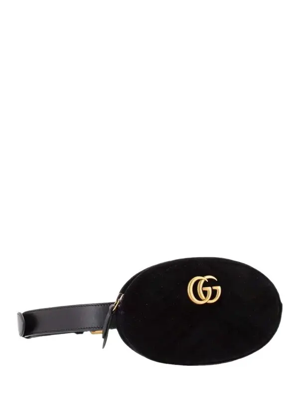 Gucci Gg Marmont Matelassé Velvet Belt Bag - Black