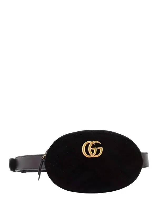 Gucci Gg Marmont Matelasse Velvet Belt Bag - Black
