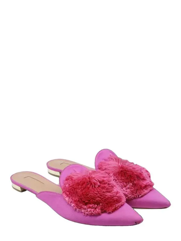 AQUAZZURA Powder Puff Pompom-embellished Mules - Pink