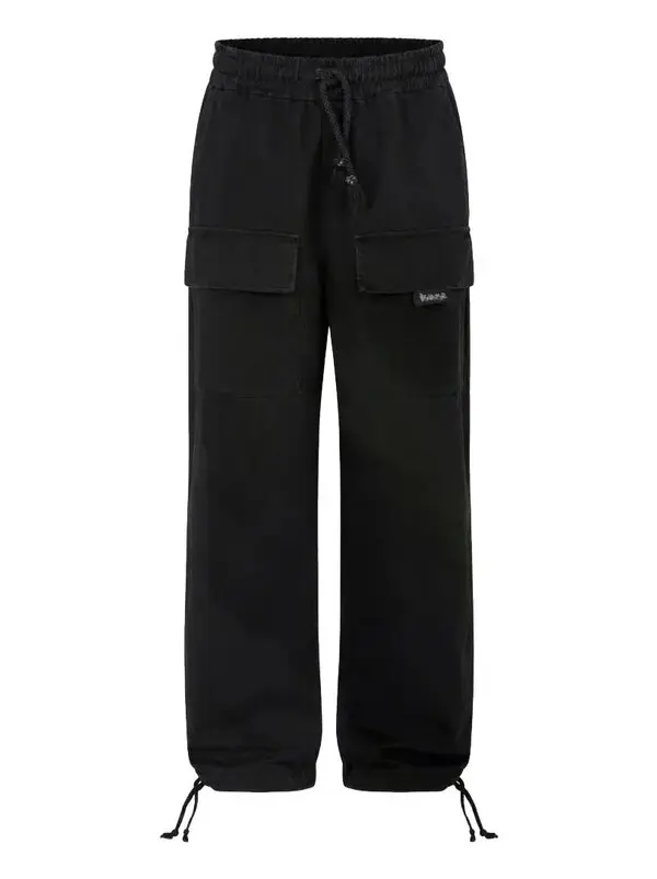 DISCLAIMER Drawstring Waist Cargo Pants - Black