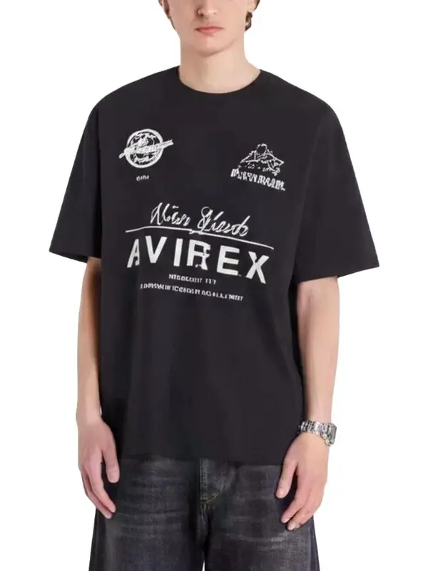 AVIREX Logo-print Cotton T-shirt - Black