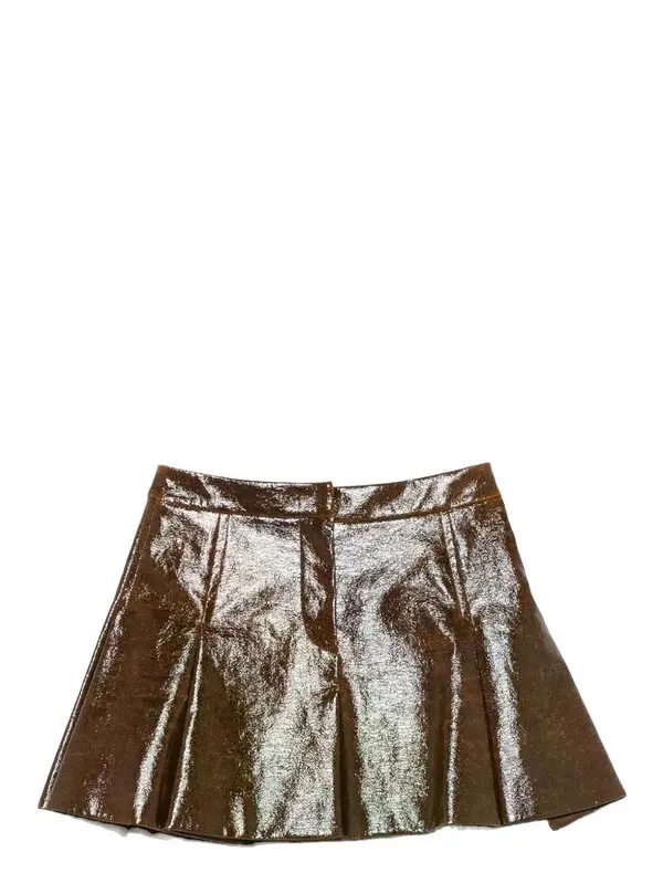 Sportmax Patent Finish A-line Mini Skirt - Brown