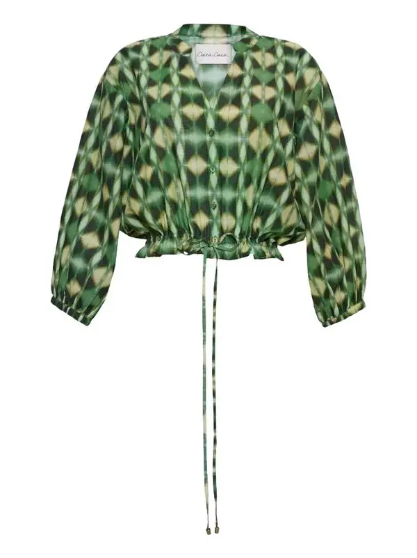 Cara Cara Geometric Print Blouse - Green