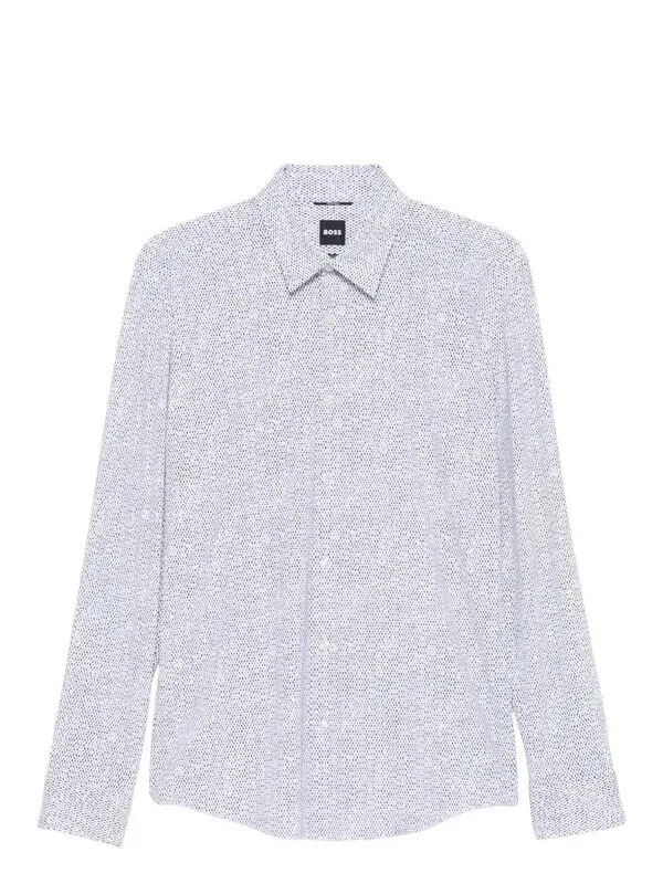 BOSS Micro-patterned Long-sleeve Shirt - White