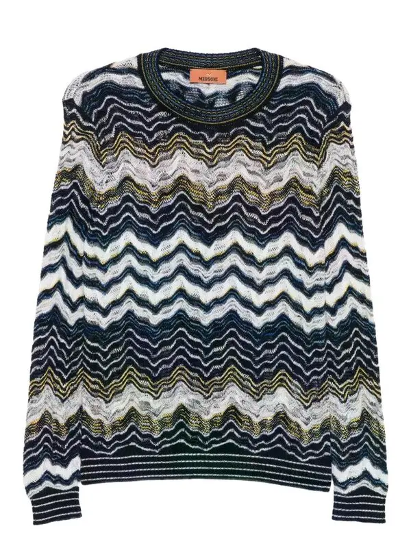 Missoni Zigzag-knit Crew Neck Sweater - Blue