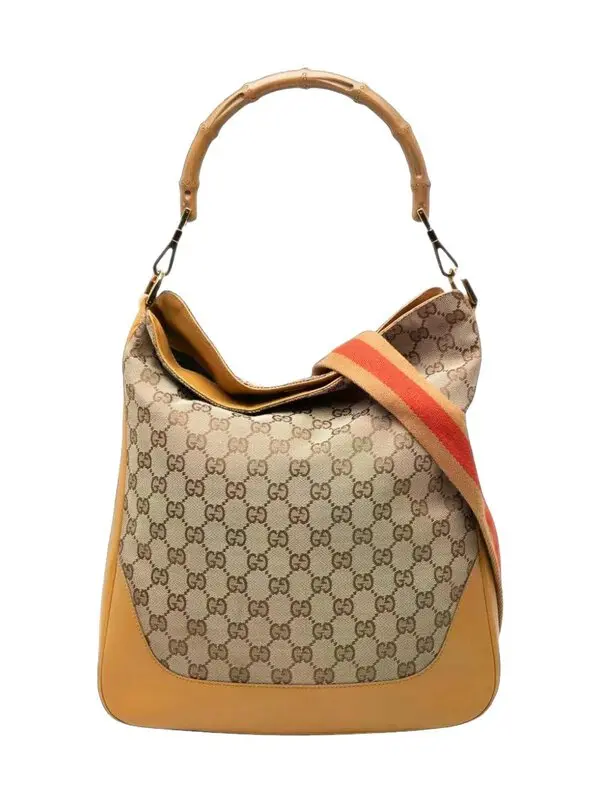 Gucci Gg Canvas Bamboo Web Satchel - Neutrals