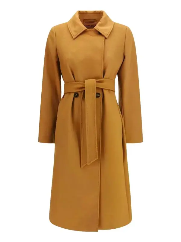 Max Mara Belted Wool Coat - Yellow