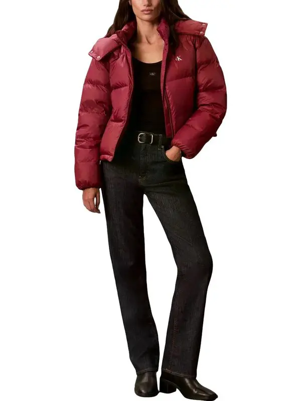 Calvin Klein Quilted Hooded Puffer Jacket - Red