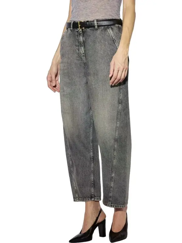 Liviana Conti Acid Wash Cropped Jeans - Grey