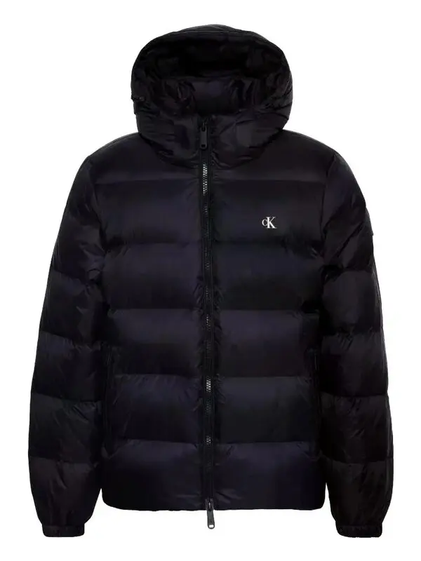 Calvin Klein Hooded Padded Jacket With Logo Detail - Blue