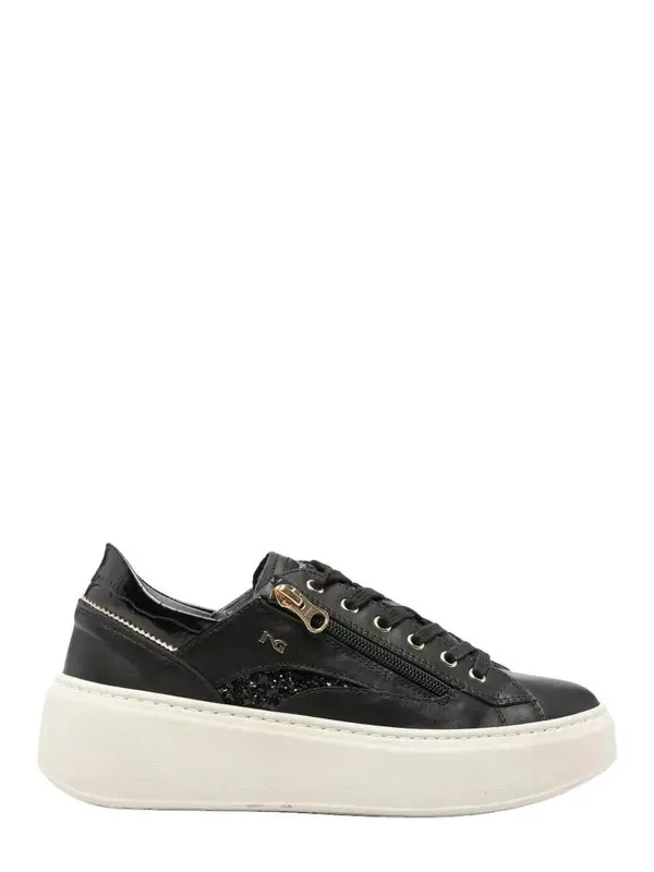 NEROGIARDINI Glitter-panelled Platform Sneakers - Black