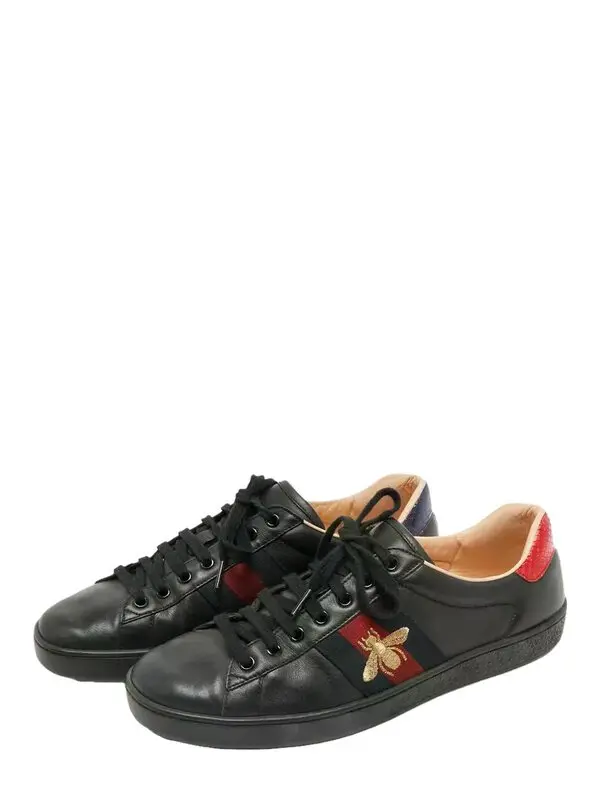 Gucci Ace Web Embroidered Bee Sneakers - Black