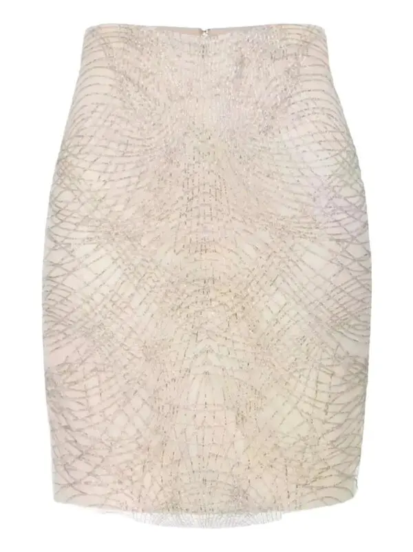 Elisabetta Franchi Embellished Crêpe Skirt - Neutrals