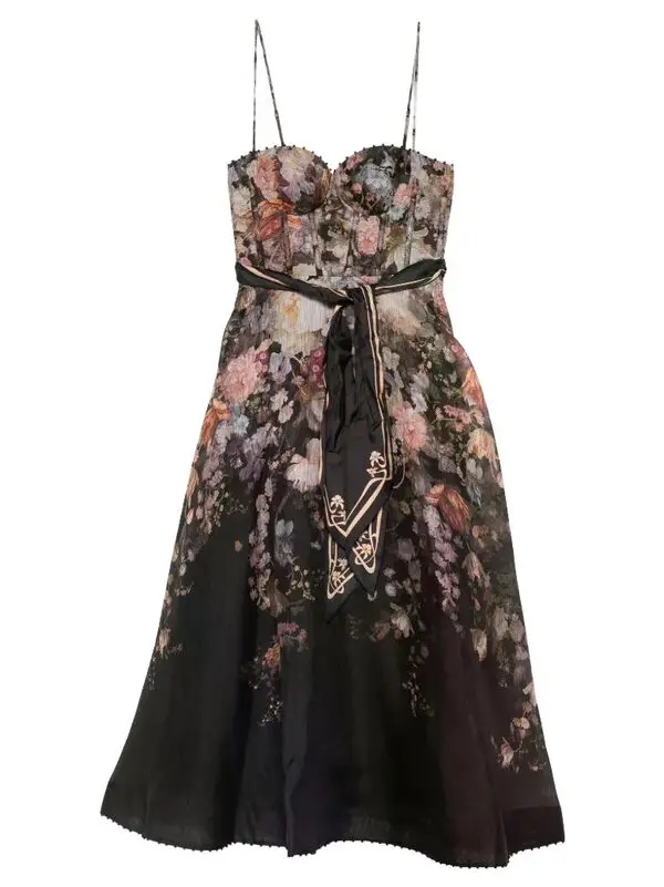 Zimmermann Valiant Corset Midi Dress - Black