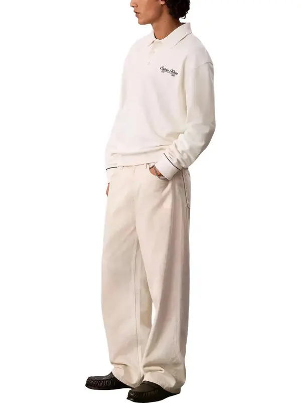 Calvin Klein Logo-embroidered Polo Sweater - Neutrals