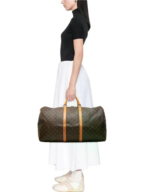 LOUIS VUITTON 1997 Monogram Keepall 60 Travel Bag - Brown