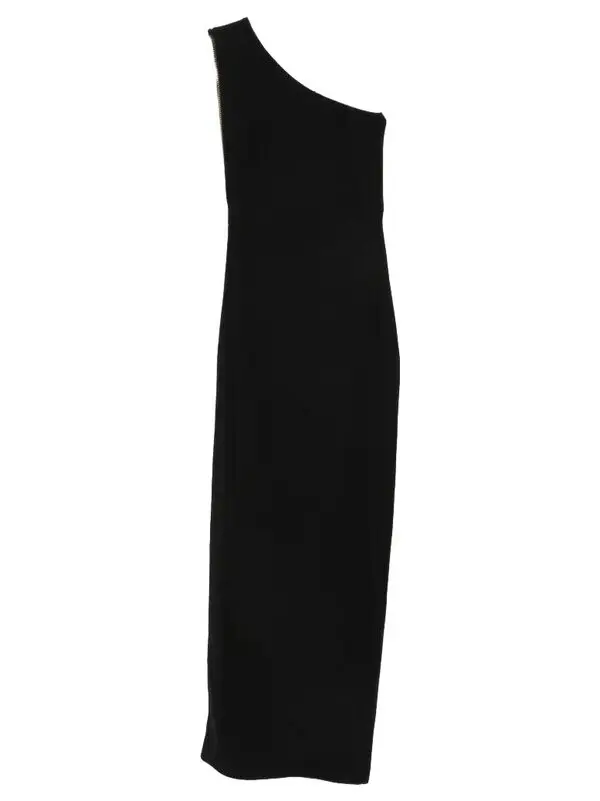 Elisabetta Franchi One-shoulder Zip-detail Maxi Dress - Black