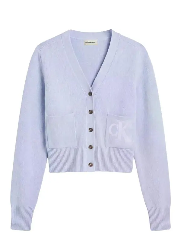 Calvin Klein Patch V-neck Cardigan - Blue