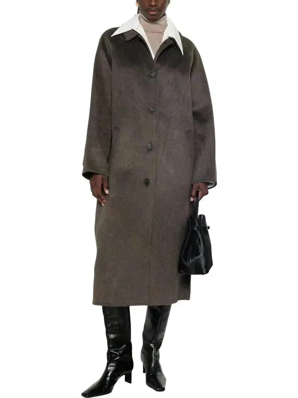 THE DYNAMIS STUDIO Single-breasted Wool-blend Coat - Brown