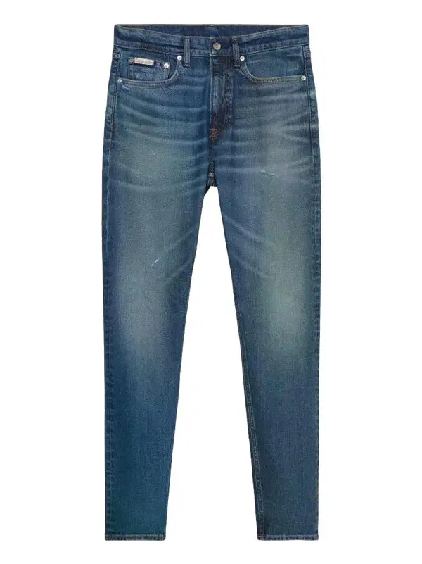 Calvin Klein Distressed Whiskering Effect Jeans - Blue