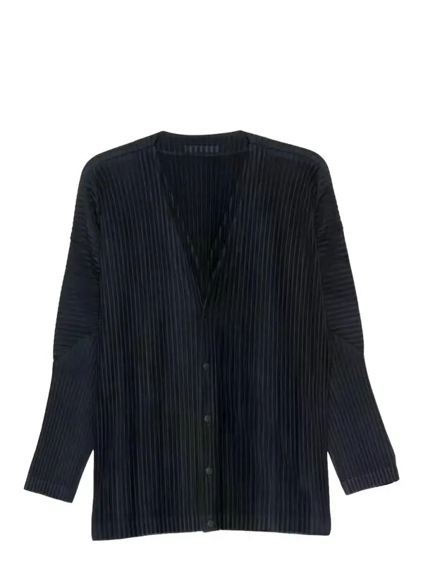 Issey Miyake Plissé-effect V-neck Sweater - Blue